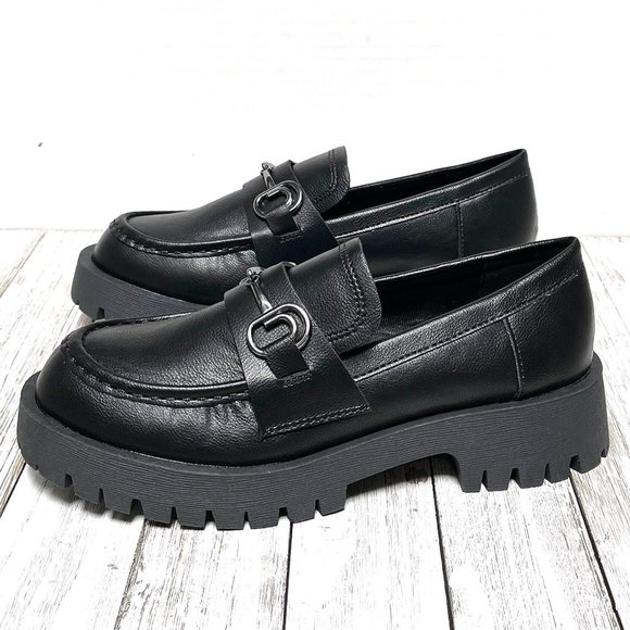Shoes | New Black Chain Platform Chunky Heel Penny Loafers | Poshmark